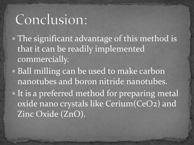 Nano Ball Milling | PPTX