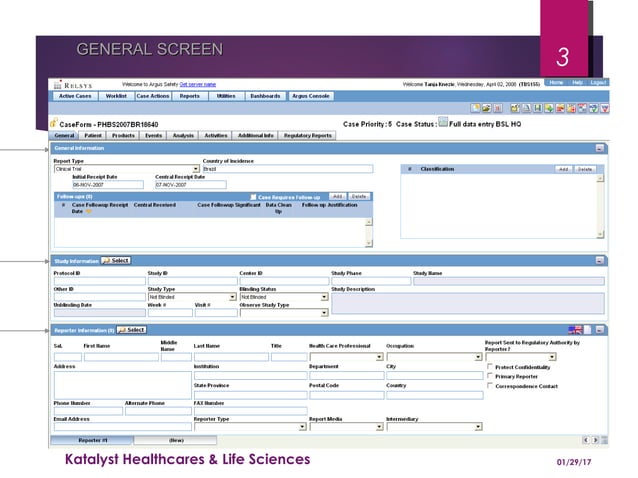 Argus Screen Shots General Tab - Katalyst HLS | PPT | Pharmaceutical ...