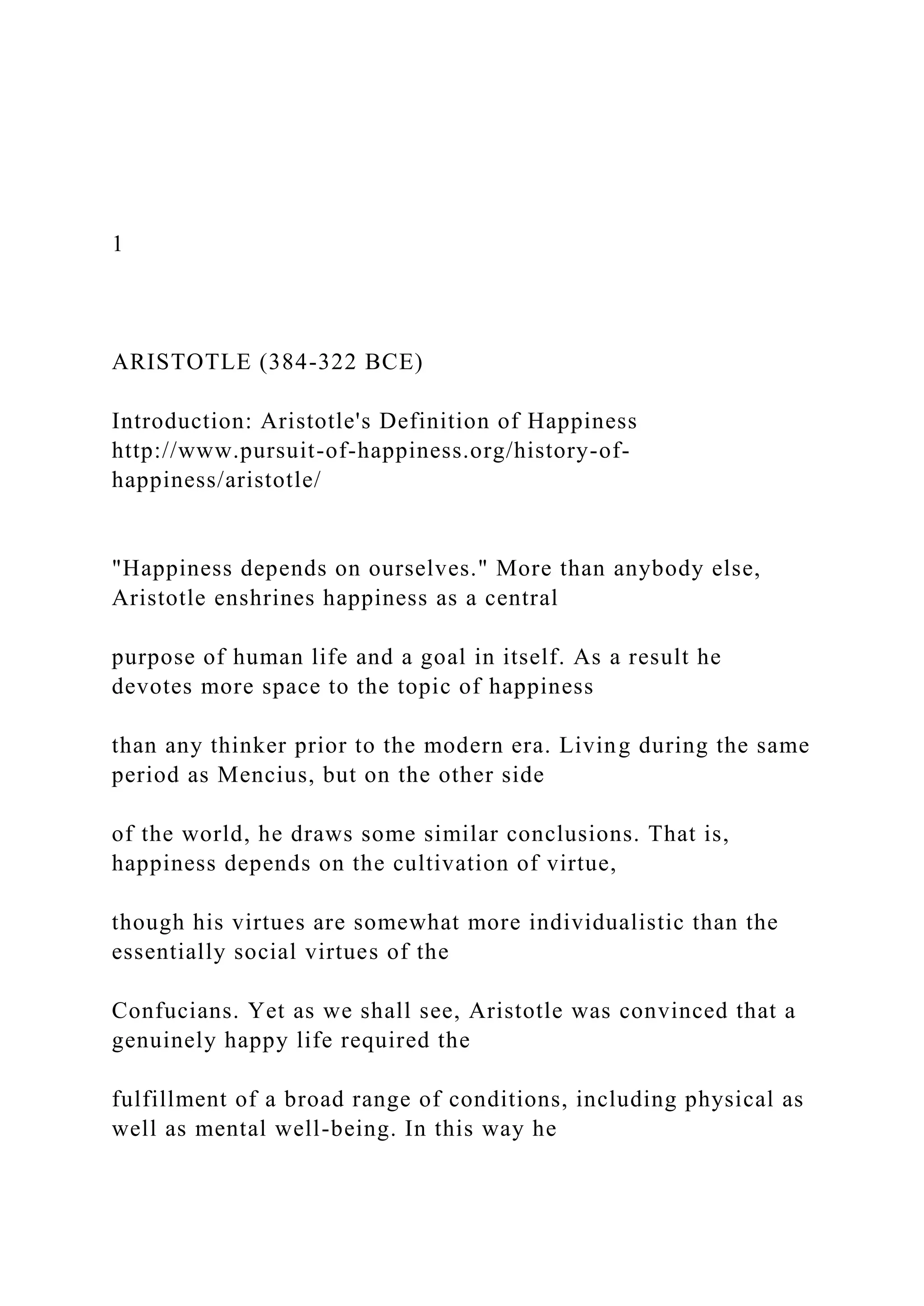 1 ARISTOTLE (384-322 BCE) Introduction Aristotle.docx