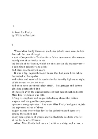 1 A Rose for Emily by William Faulkner I .docx