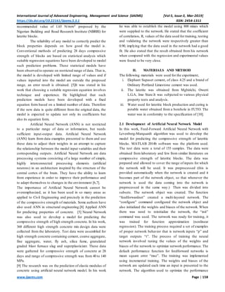 Artificial Neural Network Model for Compressive Strength of Lateritic Blocks | PDF