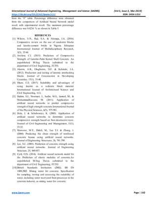 Artificial Neural Network Model for Compressive Strength of Lateritic Blocks | PDF
