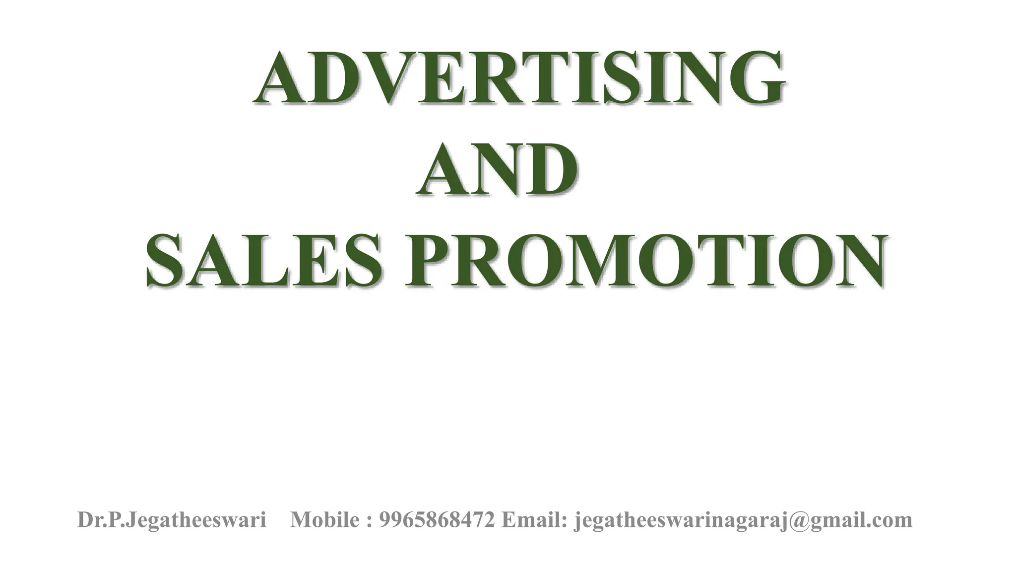 Advertising and Sales Promotion concepts | PPTX