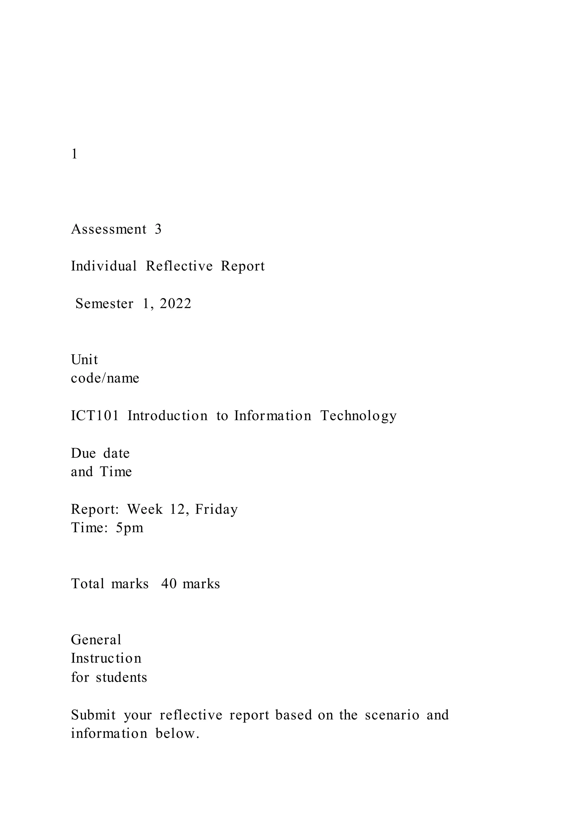 1 Assessment 3 Individual Reflective Report | PDF