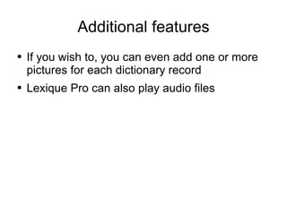 Lexique Pro (1rst Assignment) | PPT