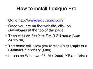 Lexique Pro (1rst Assignment) | PPT