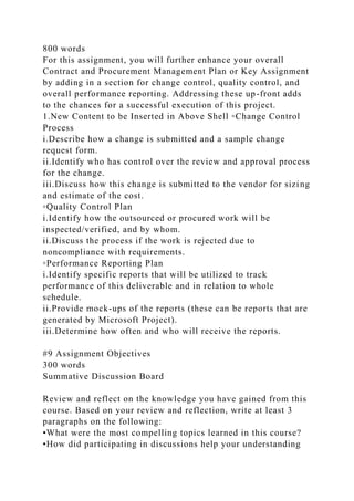 #1 Assignment Objectives Explain the bid and proposal process to.docx