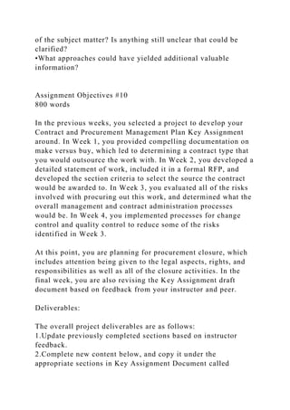 #1 Assignment Objectives Explain the bid and proposal process to.docx