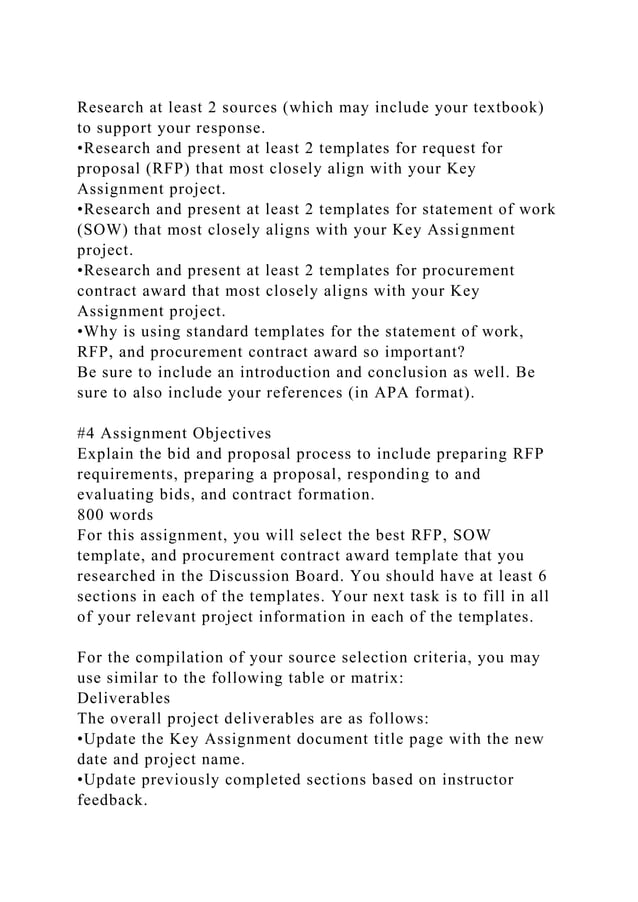 #1 Assignment Objectives Explain the bid and proposal process to.docx