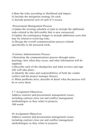 #1 Assignment Objectives Explain the bid and proposal process to.docx