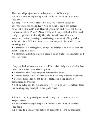 1 Assignment Objectives Introduction to Project Risk Managemen.docx