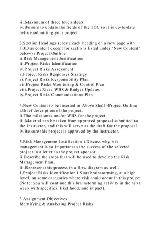 1 Assignment Objectives Introduction to Project Risk Managemen.docx