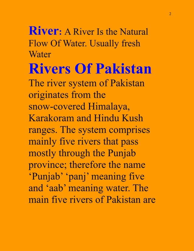 Rivers of pakistan | PDF | Asia Travel | Travel Locations
