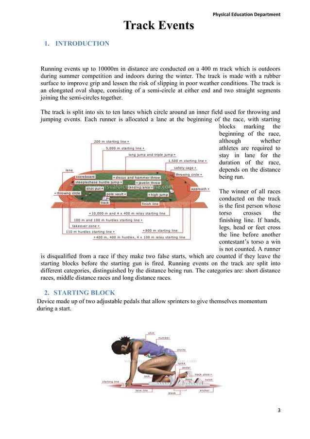 Athletics track events, field events & road events | DOCX