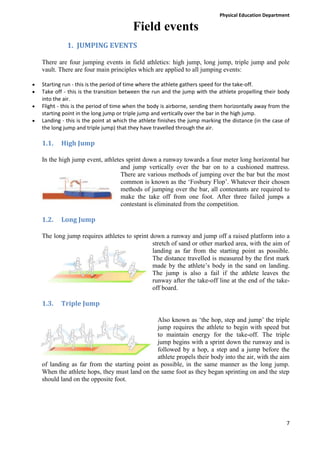 Athletics track events, field events & road events | DOCX