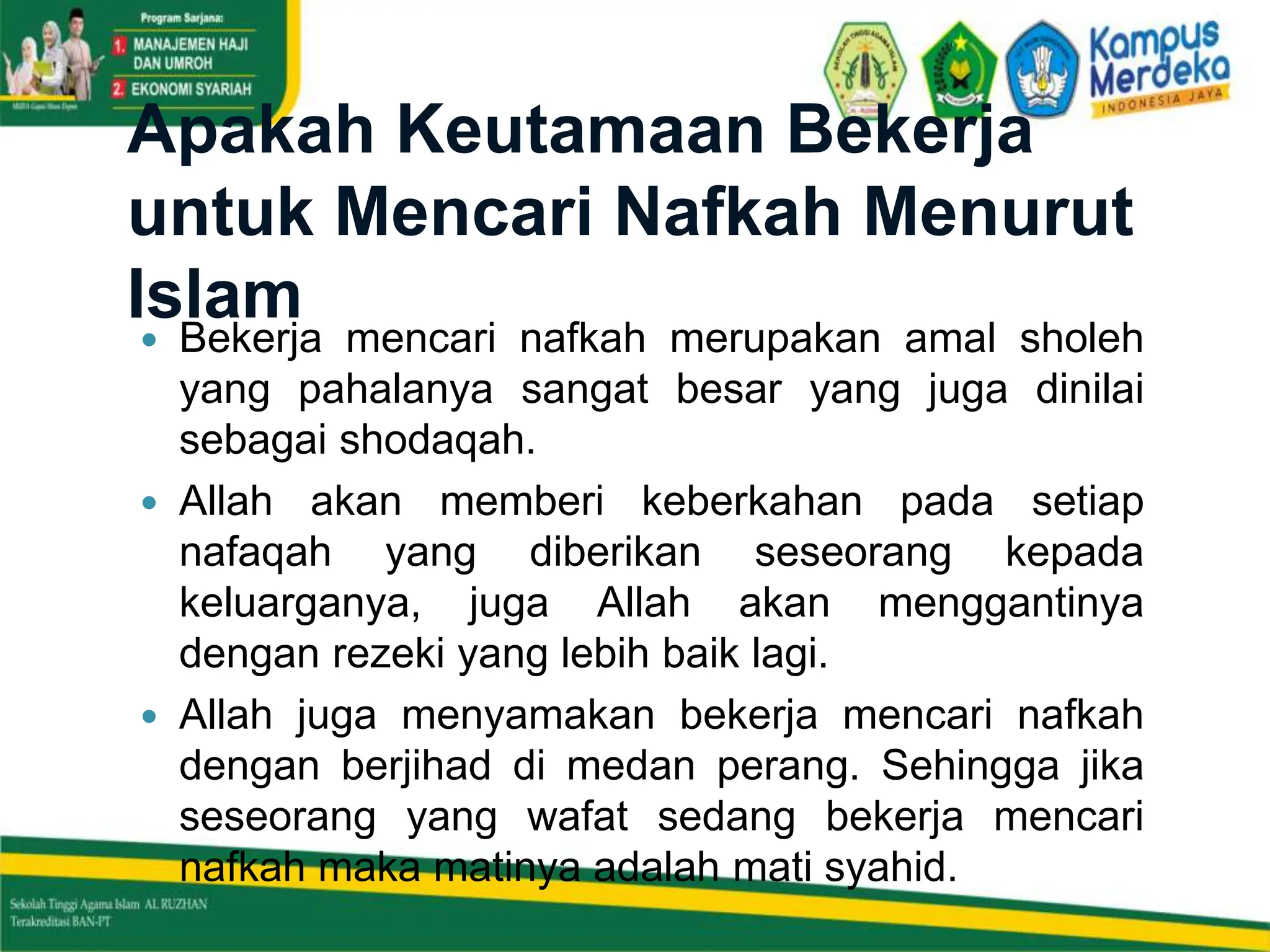 (1) Ayat & Hadist tentang perintah mencari nafkah (bekerja).ppt