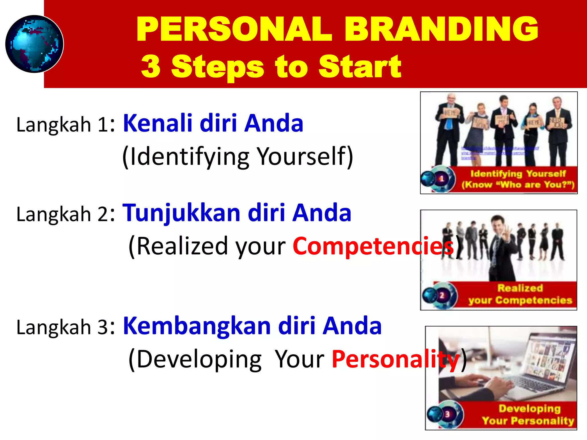 3 Steps to start "PERSONAL BRANDING" ( Kanaidi's_resumes) | PPTX