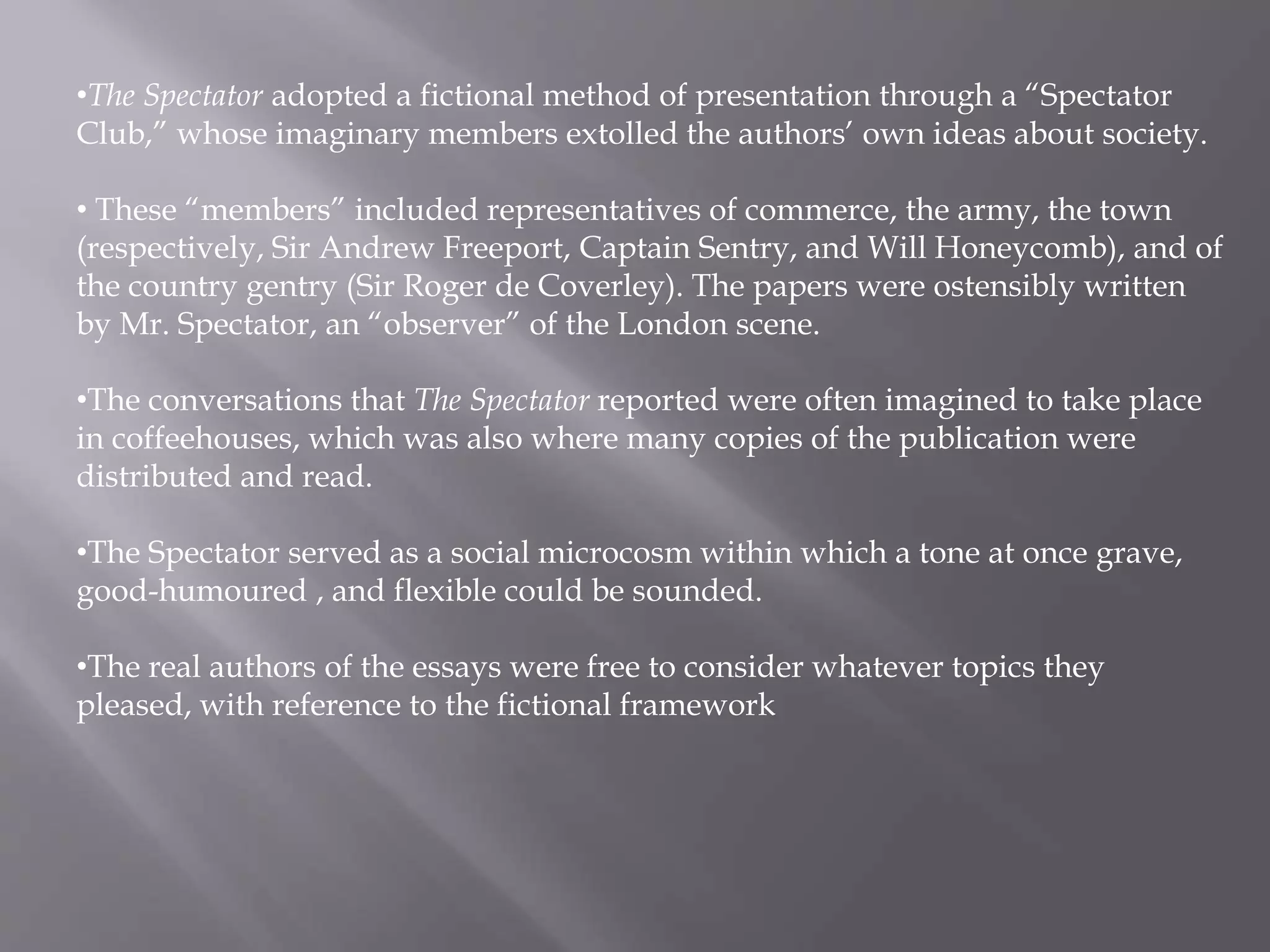 (1) B.A English Part I (Prose) The Spectator Club by Richard Steele (BY ...