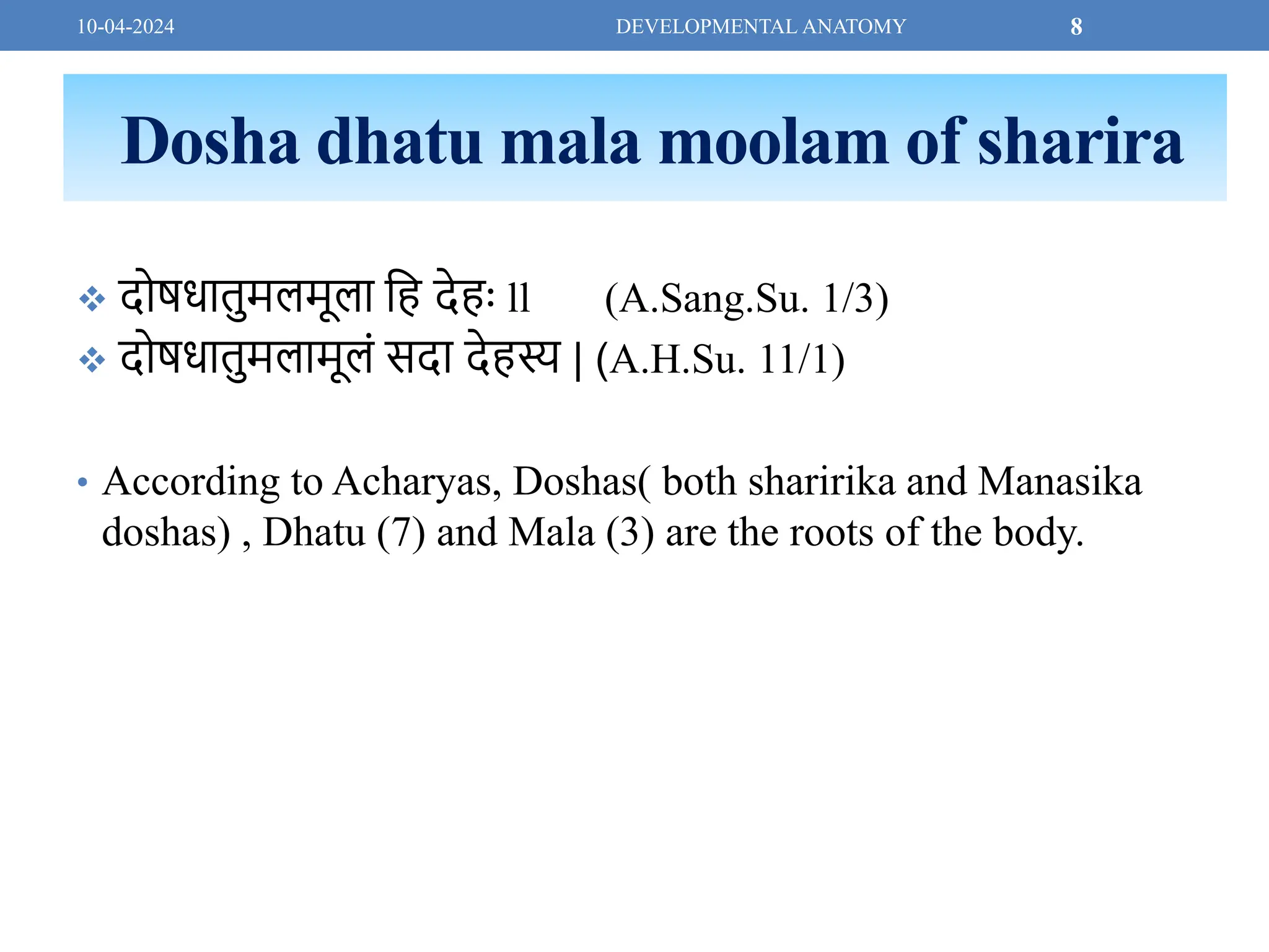 Abhinivratti Shareeram or Developmental anatomy by Dr.Ajith kumar | PPTX