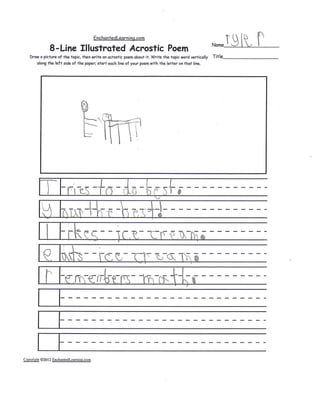 Acrostic Poems - Mrs. Byron's 1st Grade Class | PDF