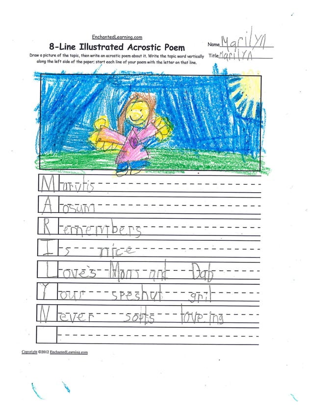 Acrostic Poems - Mrs. Byron's 1st Grade Class | PDF | Poetry | Books ...