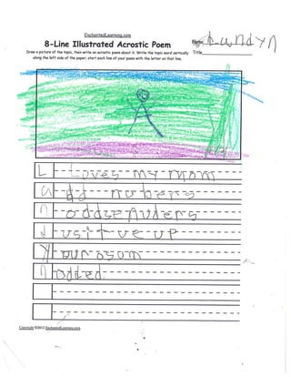 Acrostic Poems - Mrs. Byron's 1st Grade Class | PDF