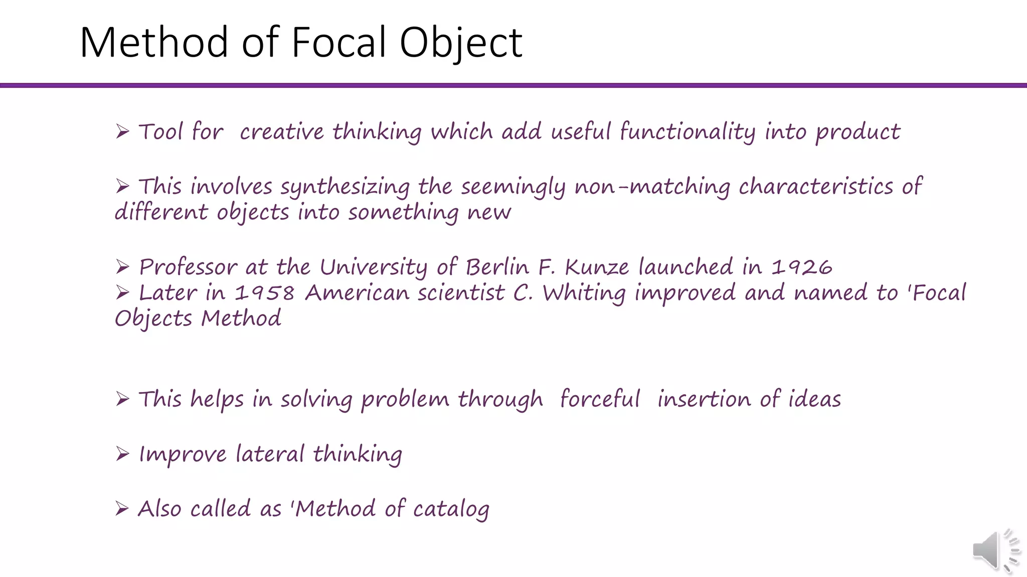 Creativity tools-part 2: Method of focal object | PPTX