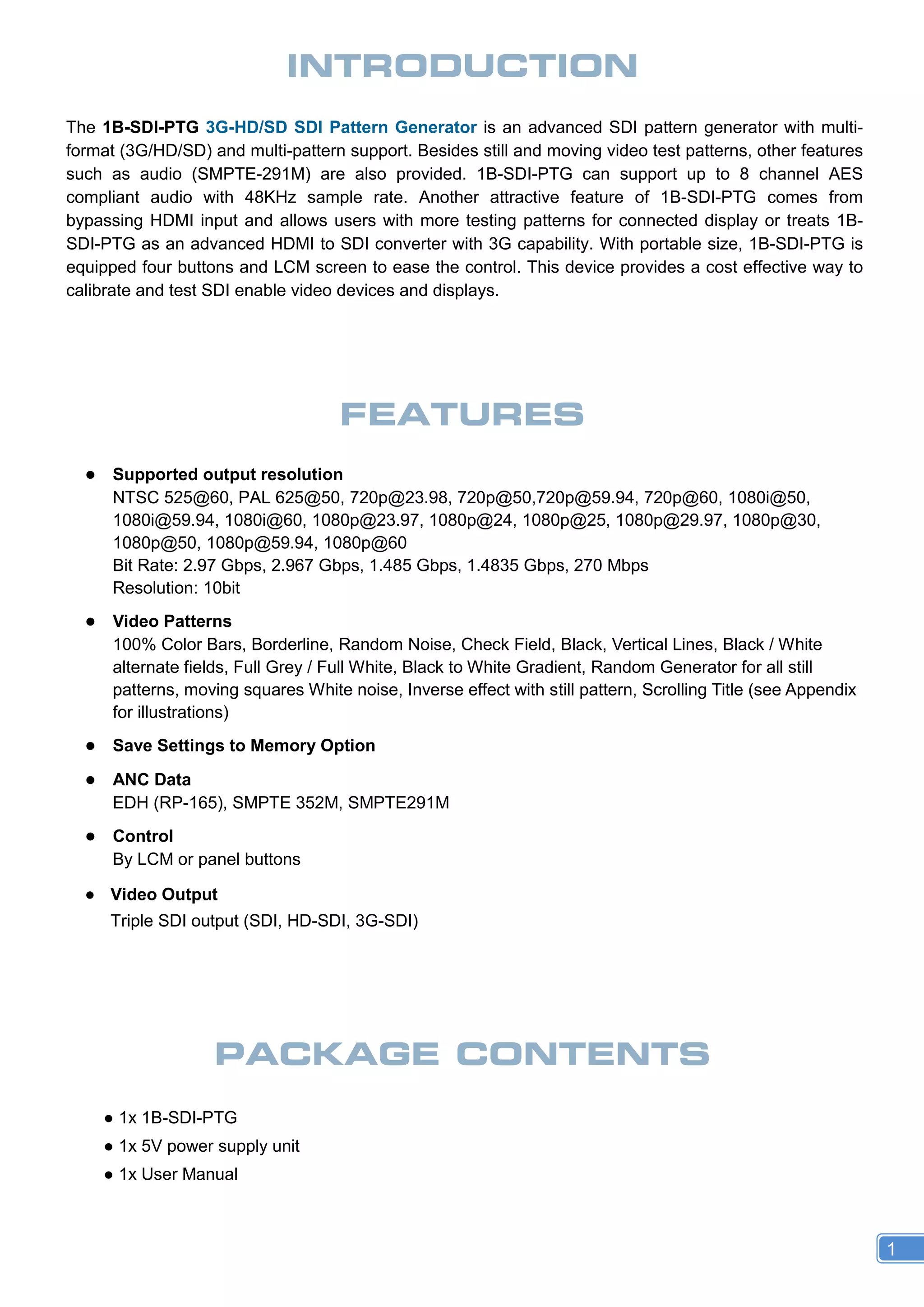 SDI Pattern Generator | PDF