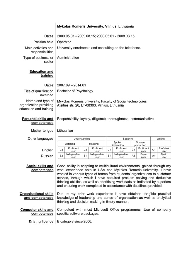 CV Sarune Svolkinaite_EN | PDF | Business | Business and Finance