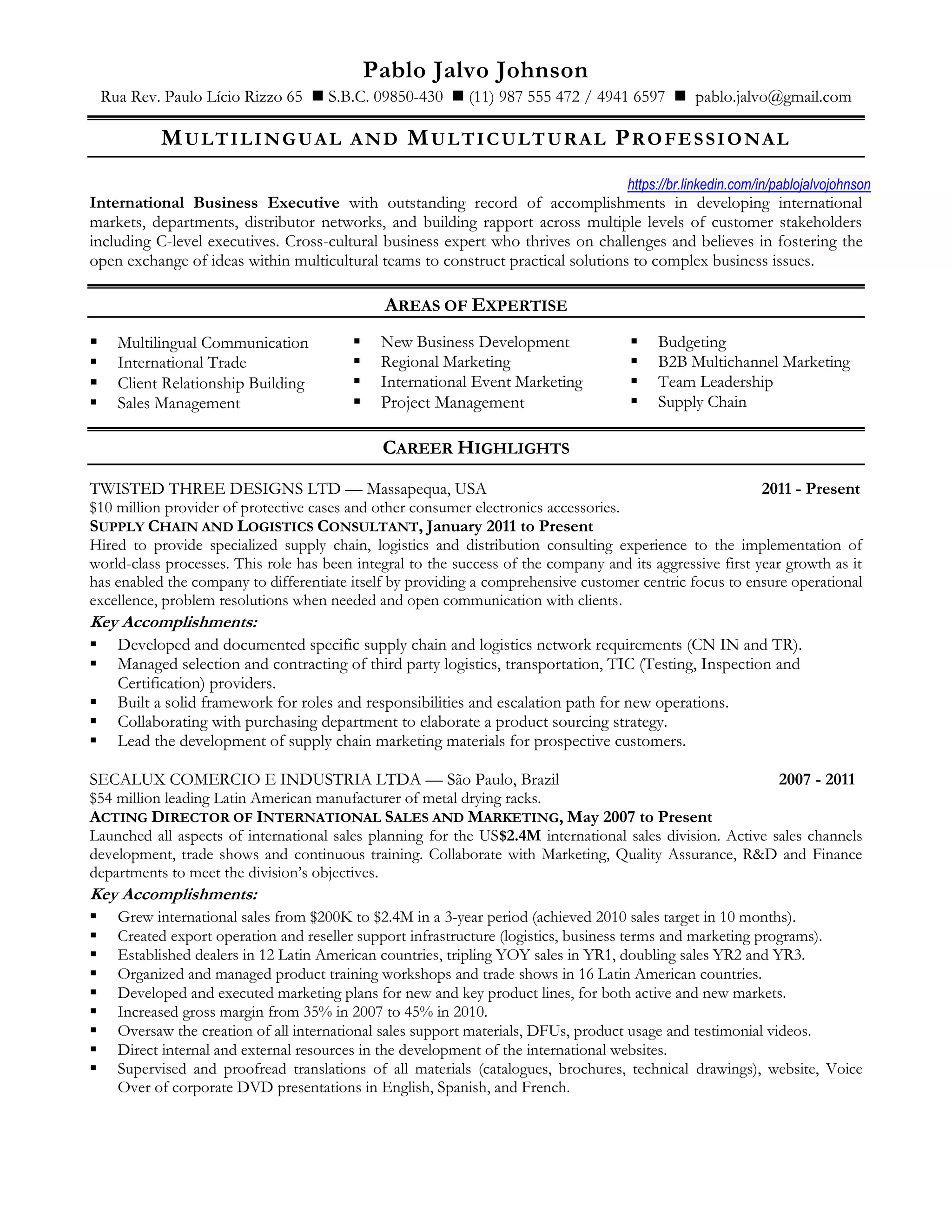 CV Pablo Jalvo Johnson (English) Linkedin | PDF