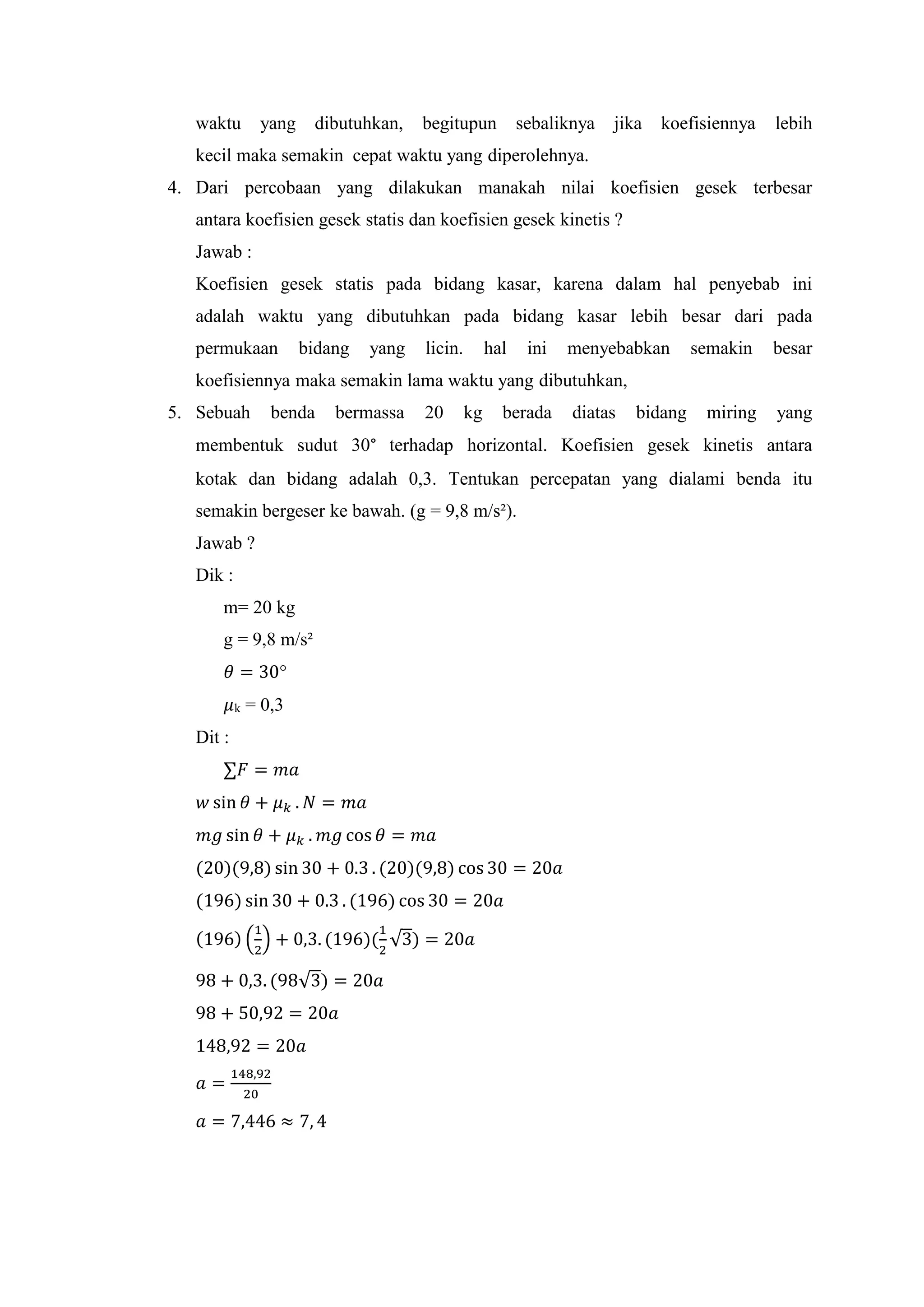1 b 11170163000059_laporan_gaya gesek statis dan gaya gesek kinetis. | PDF
