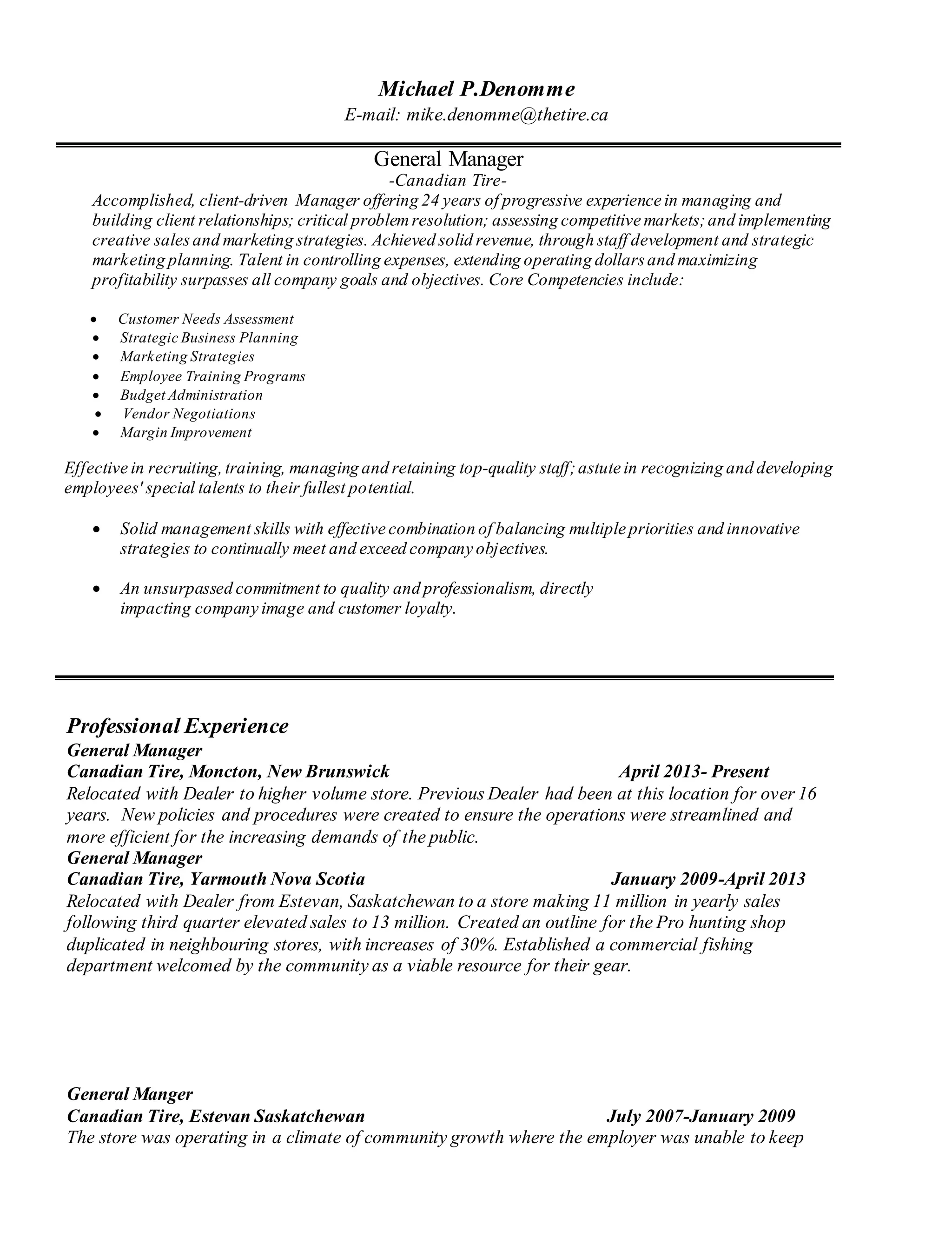 Mike Denomme resume | DOCX