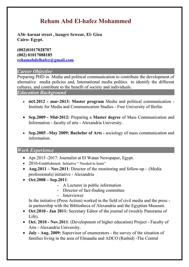 (C.V) Reham Abdelhafez Mohammed(1) | PDF