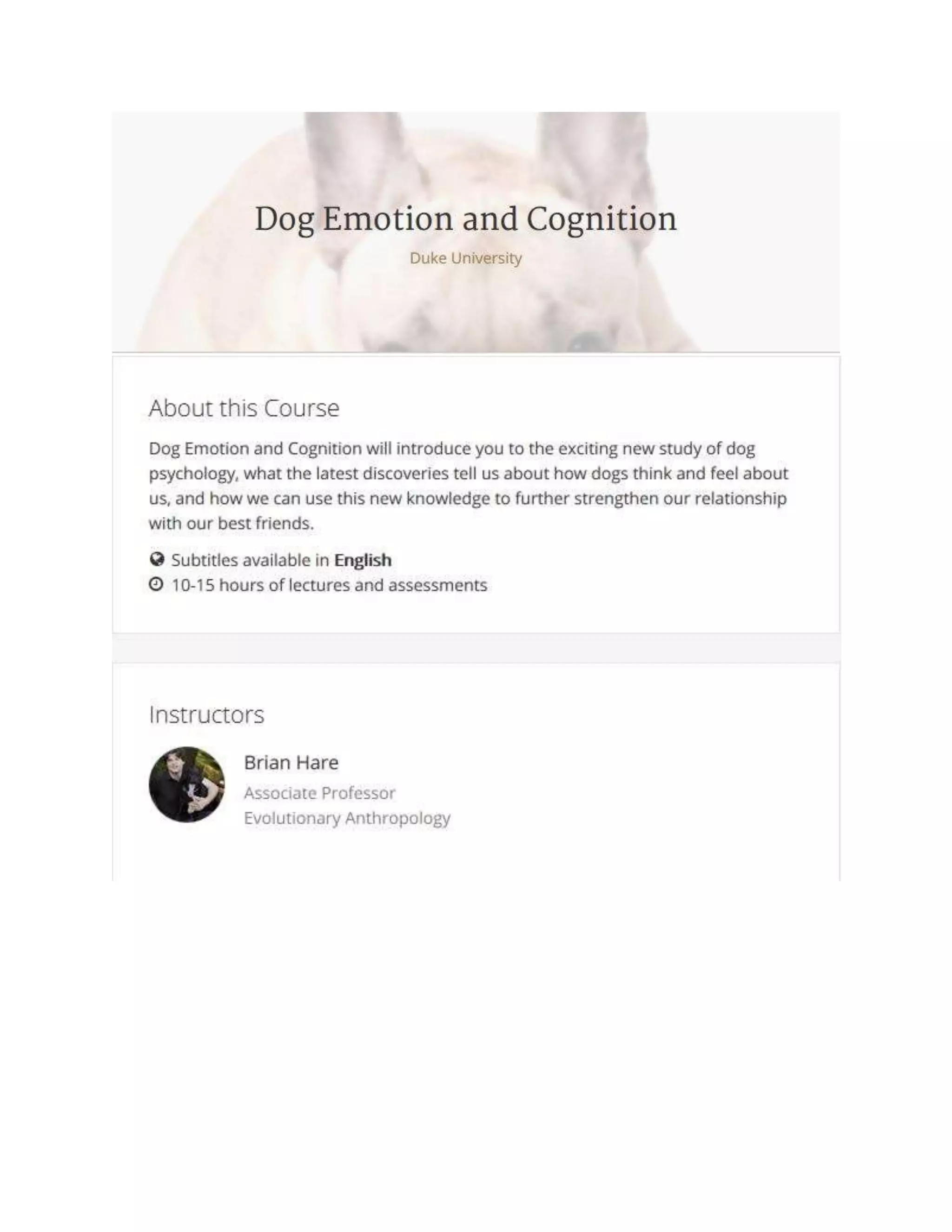 Dog Emotion and Cognition Intro Description | PDF