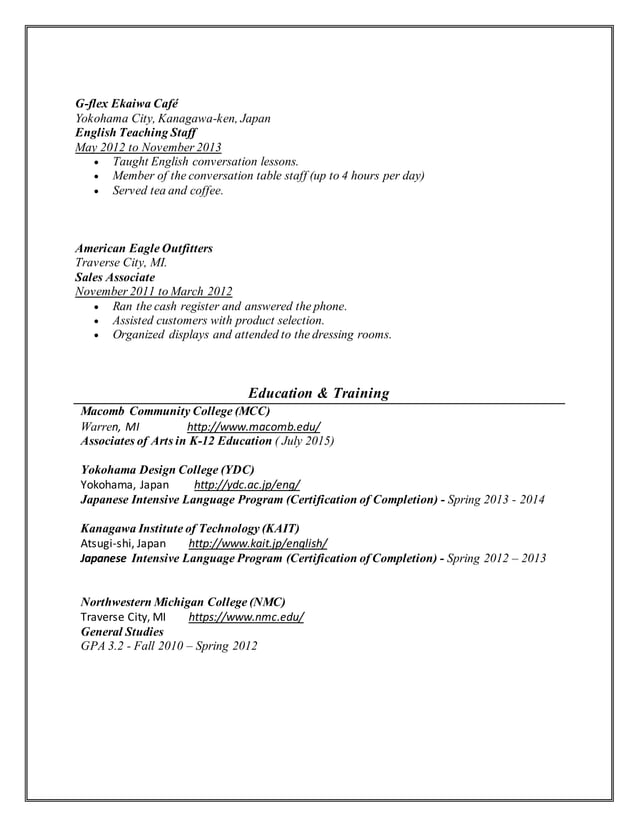 Heather Williamson -Resume- Dec.10th 2015 | PDF