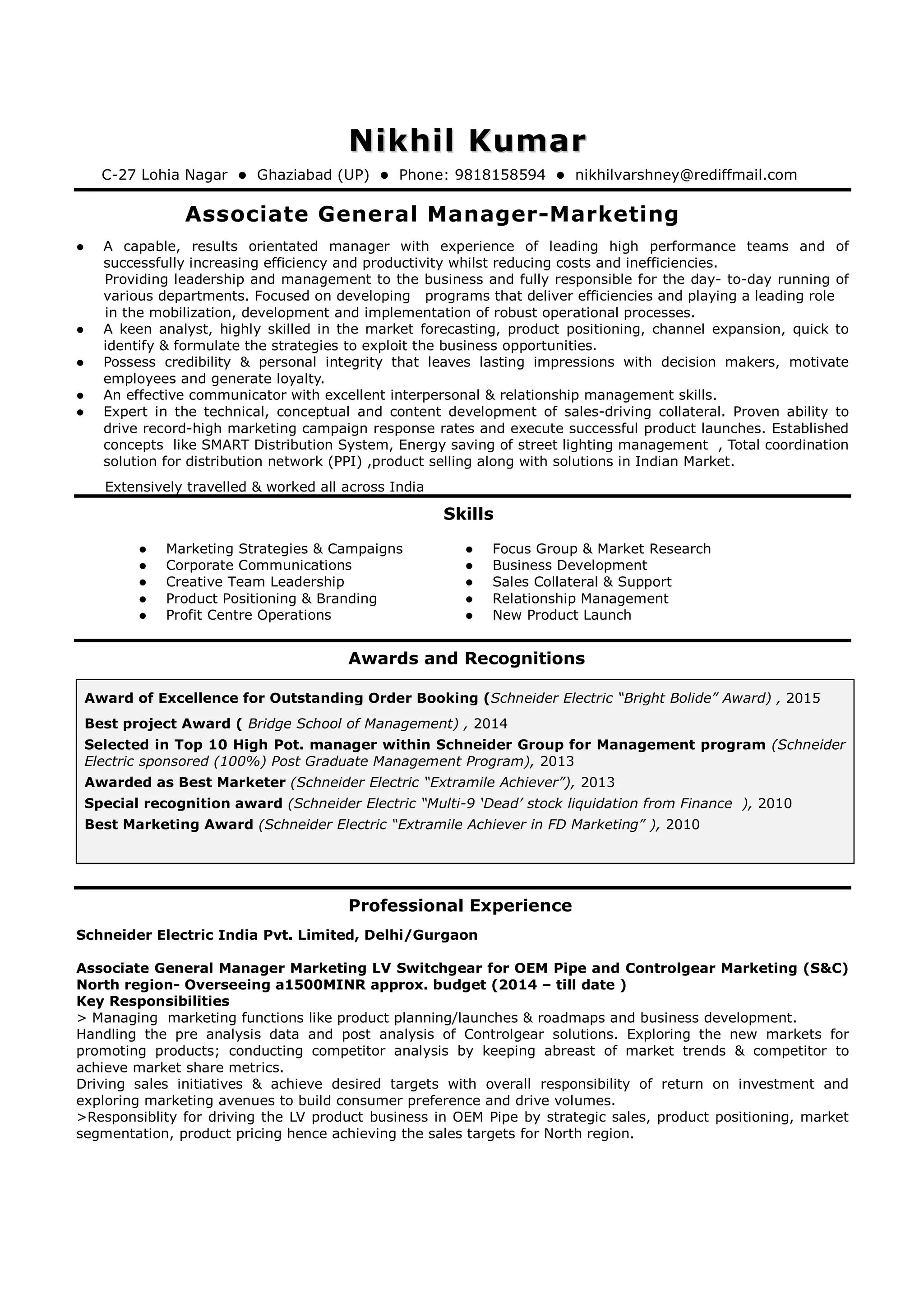 Nikhil Kumar resume | PDF