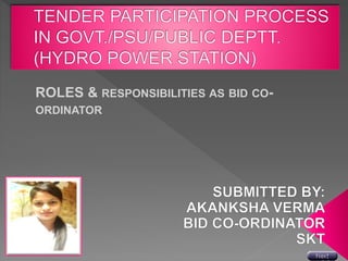 TENDER PARTICIPATION PROCESS IN GOVT | PPT