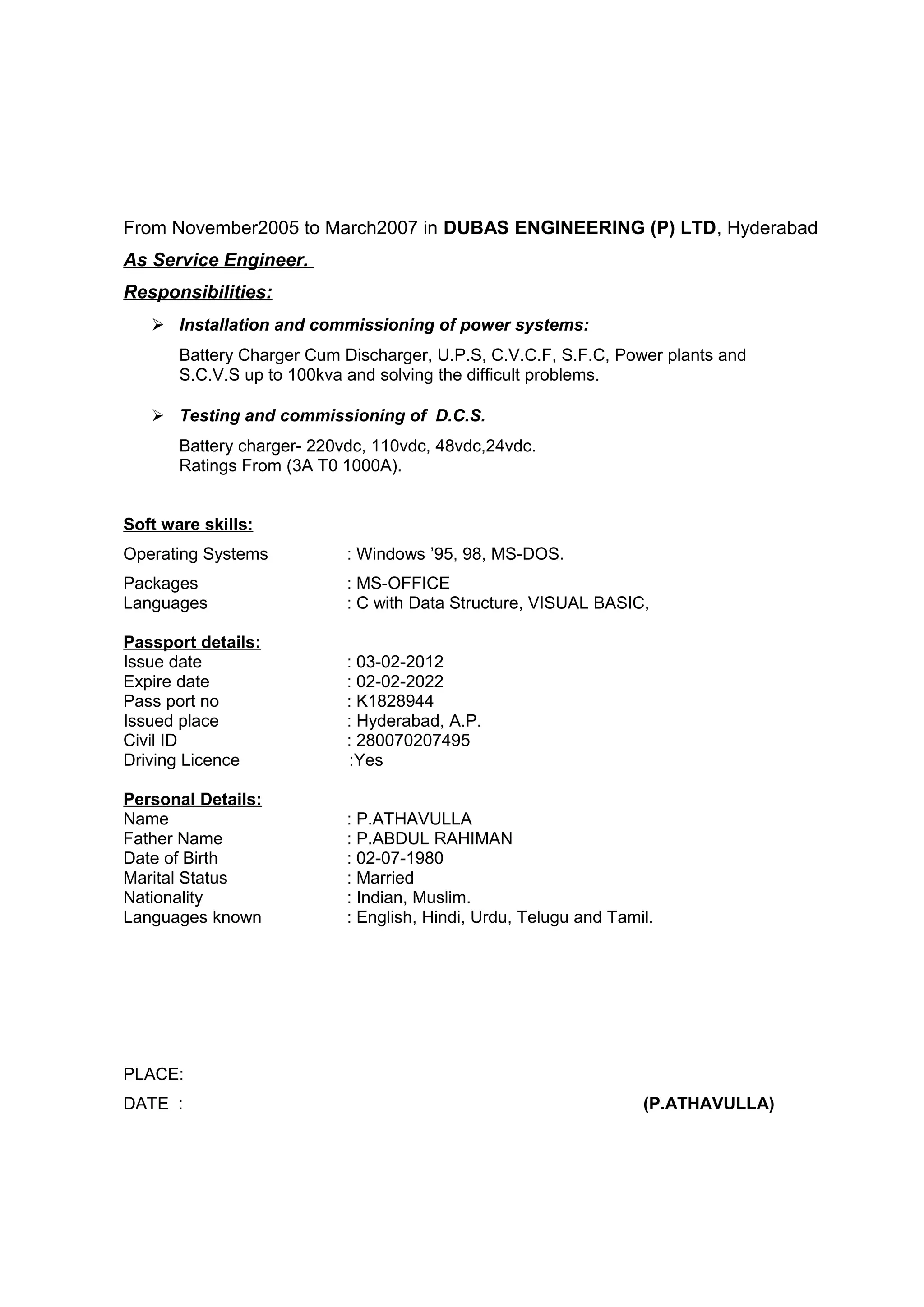 Athavulla new resume | DOC
