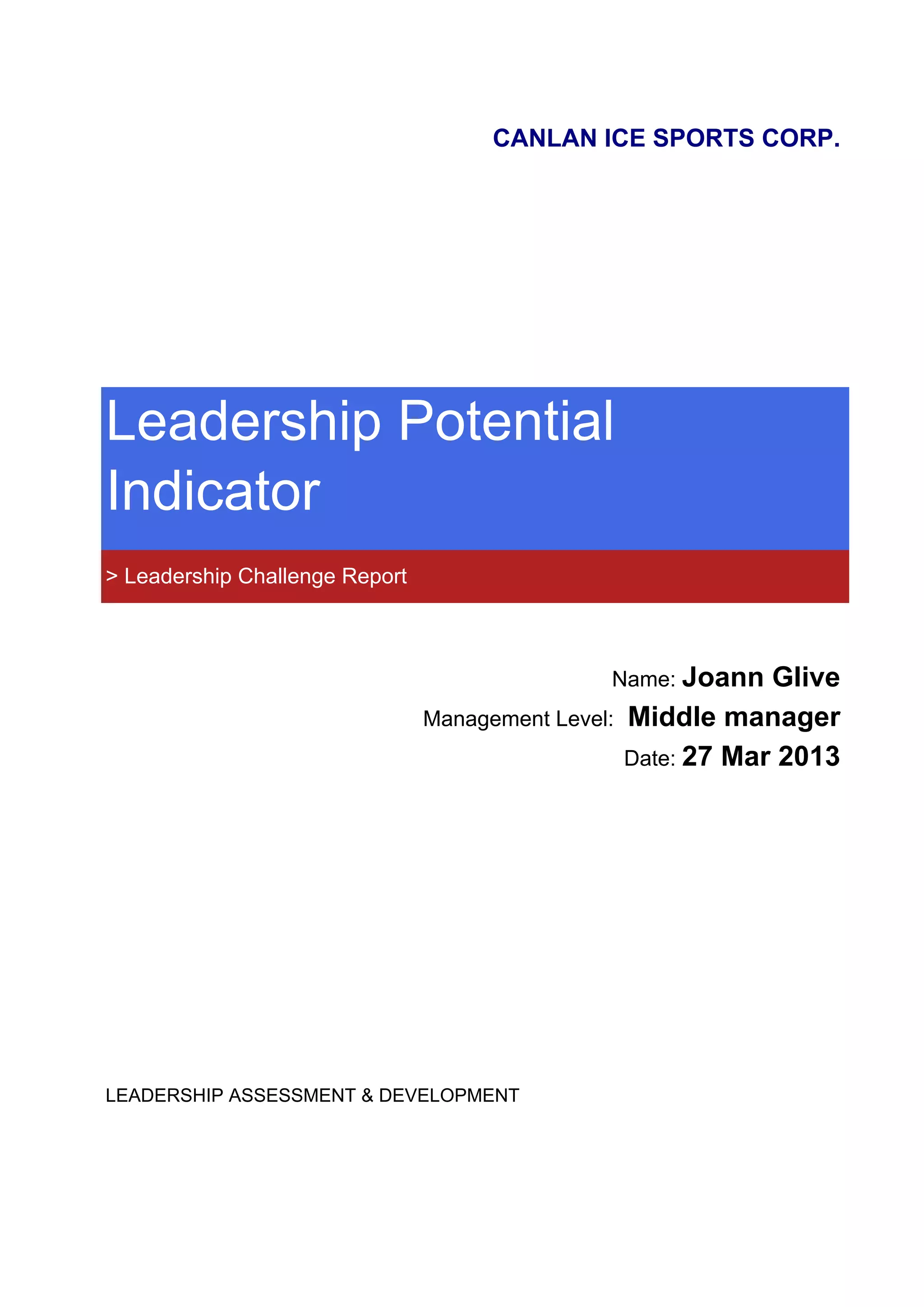 J Glive - Leadership Potential Indicator | PDF