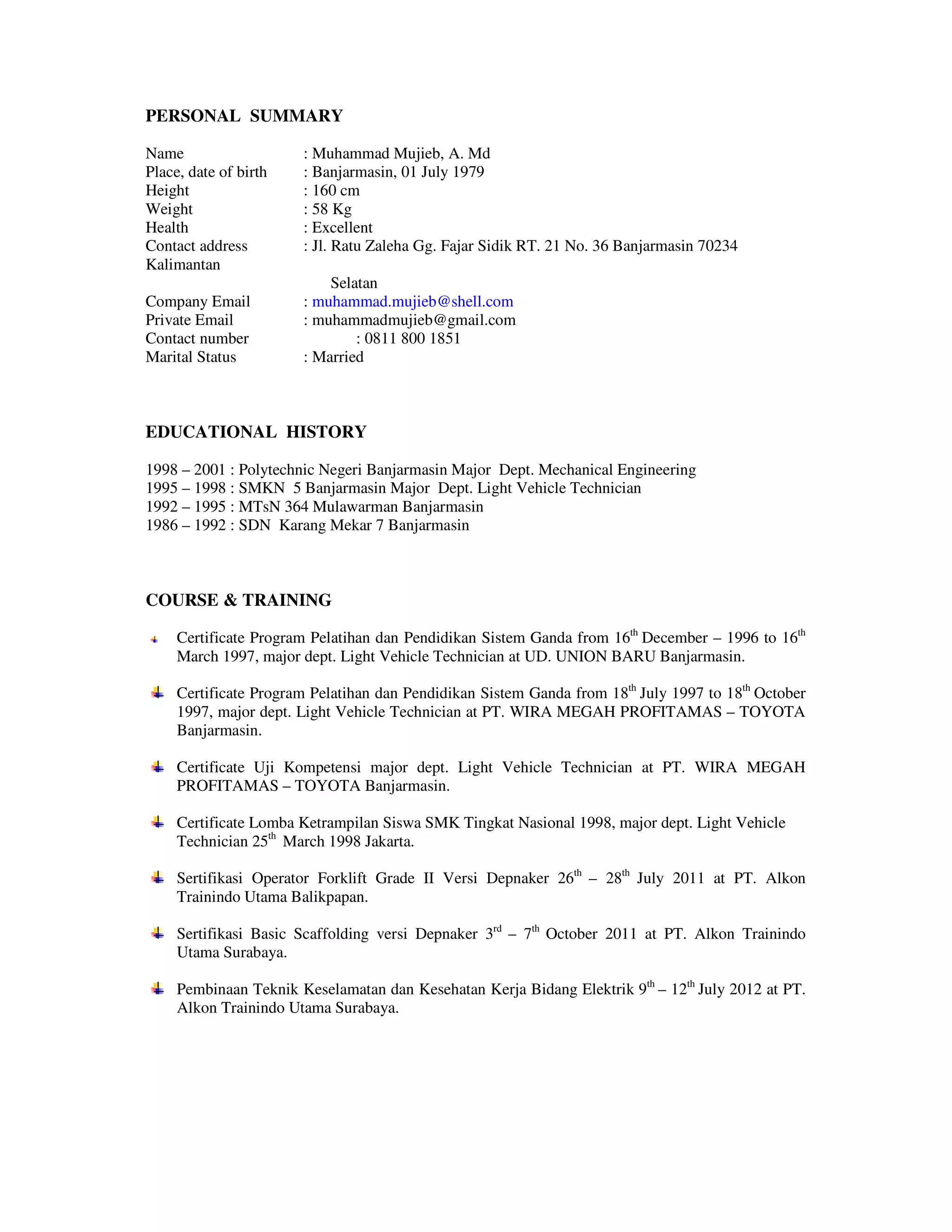 Muhammad Mujieb CV | PDF