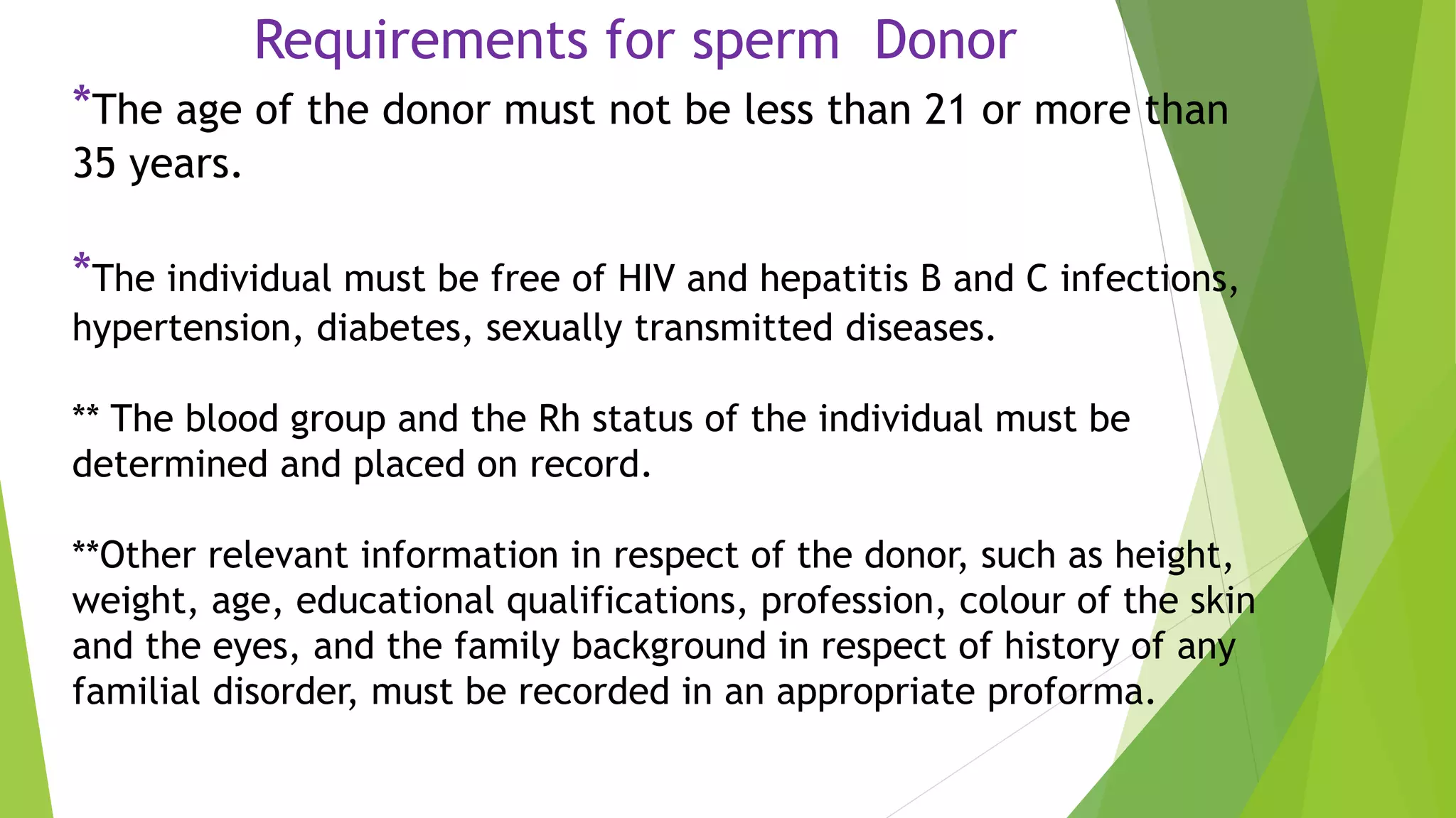 ICMR guidelines for Semen banking and IUI donor | PPTX