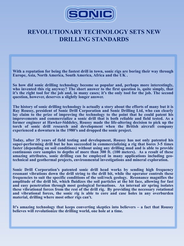 Sonic Drilling Ltd Presentation | PDF