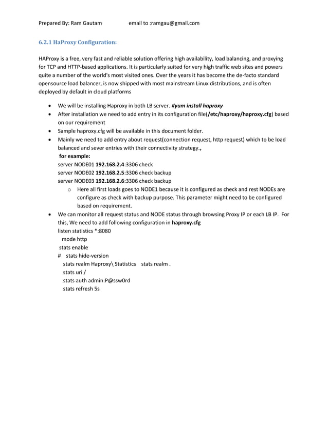 Percona Cluster Installation with High Availability | PDF