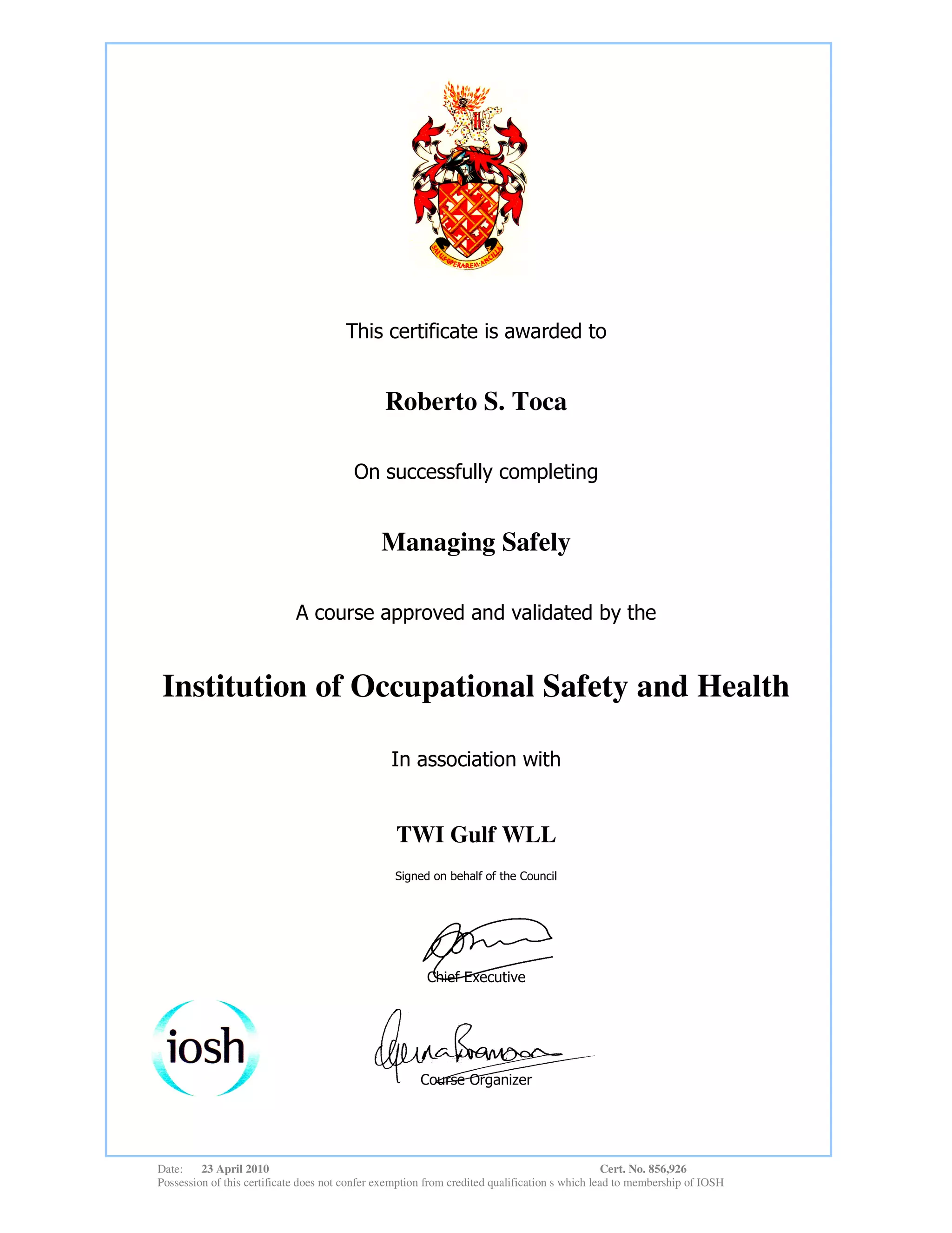 IOSH-Managing Safely | PDF
