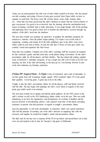 Internship Field Diary | DOCX