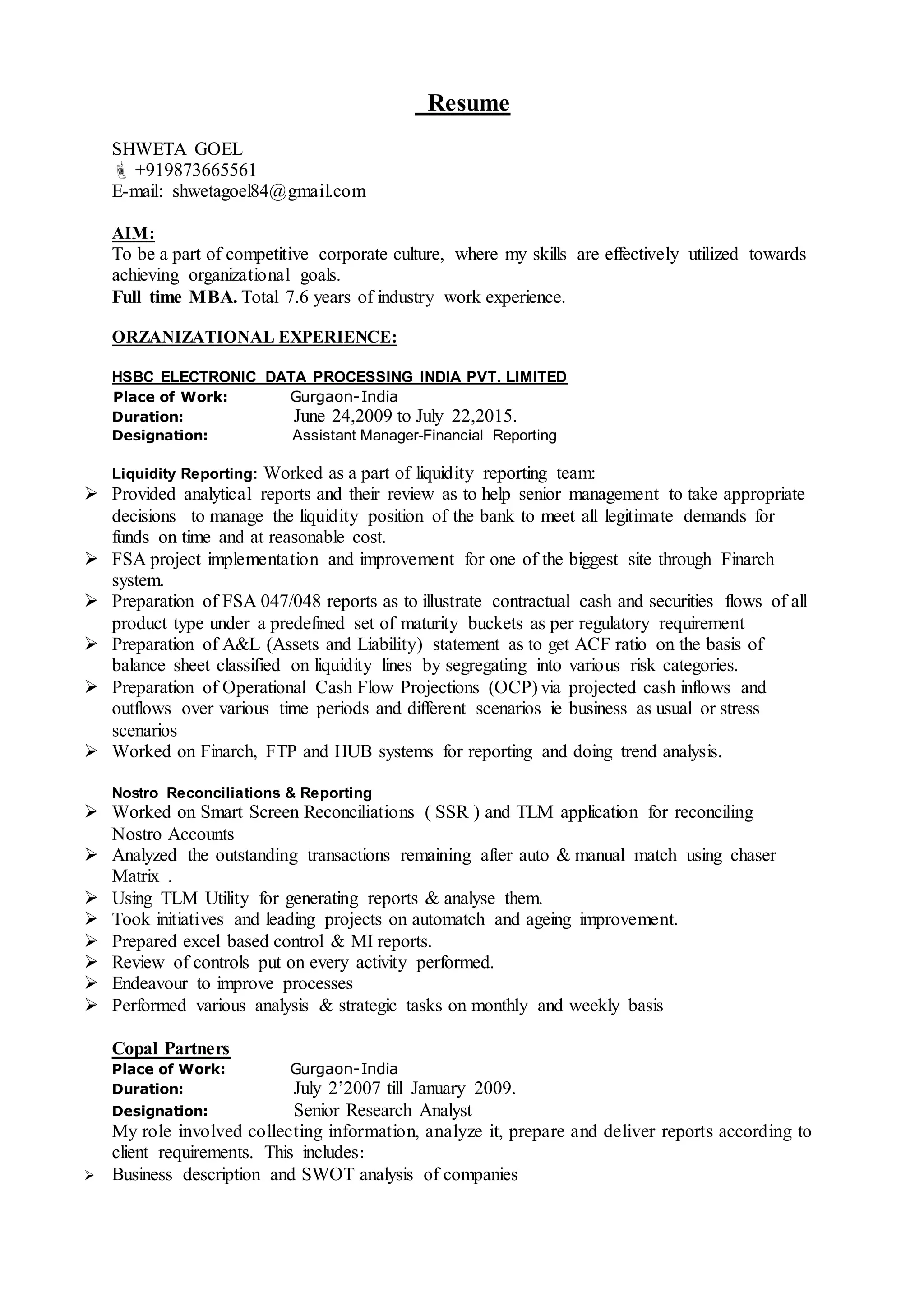 Shweta_Resume | PDF