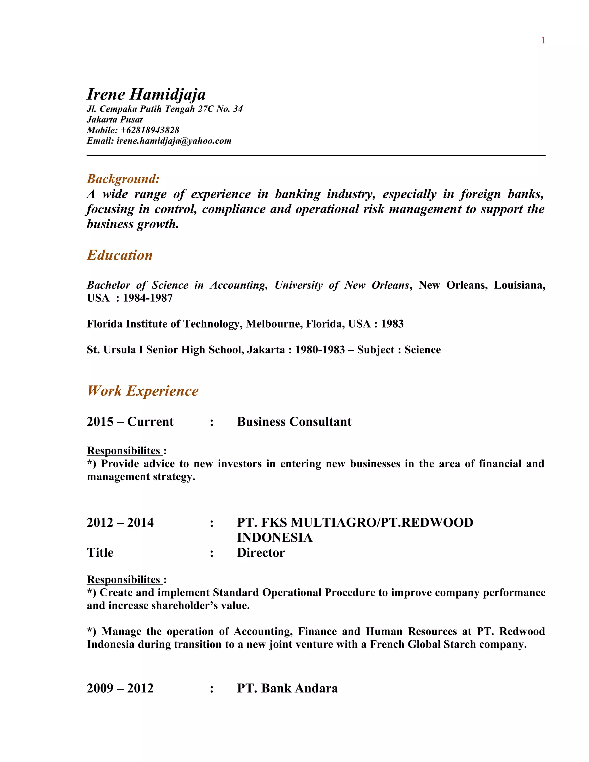 CV Irene Hamidjaja 2016_latest | PDF