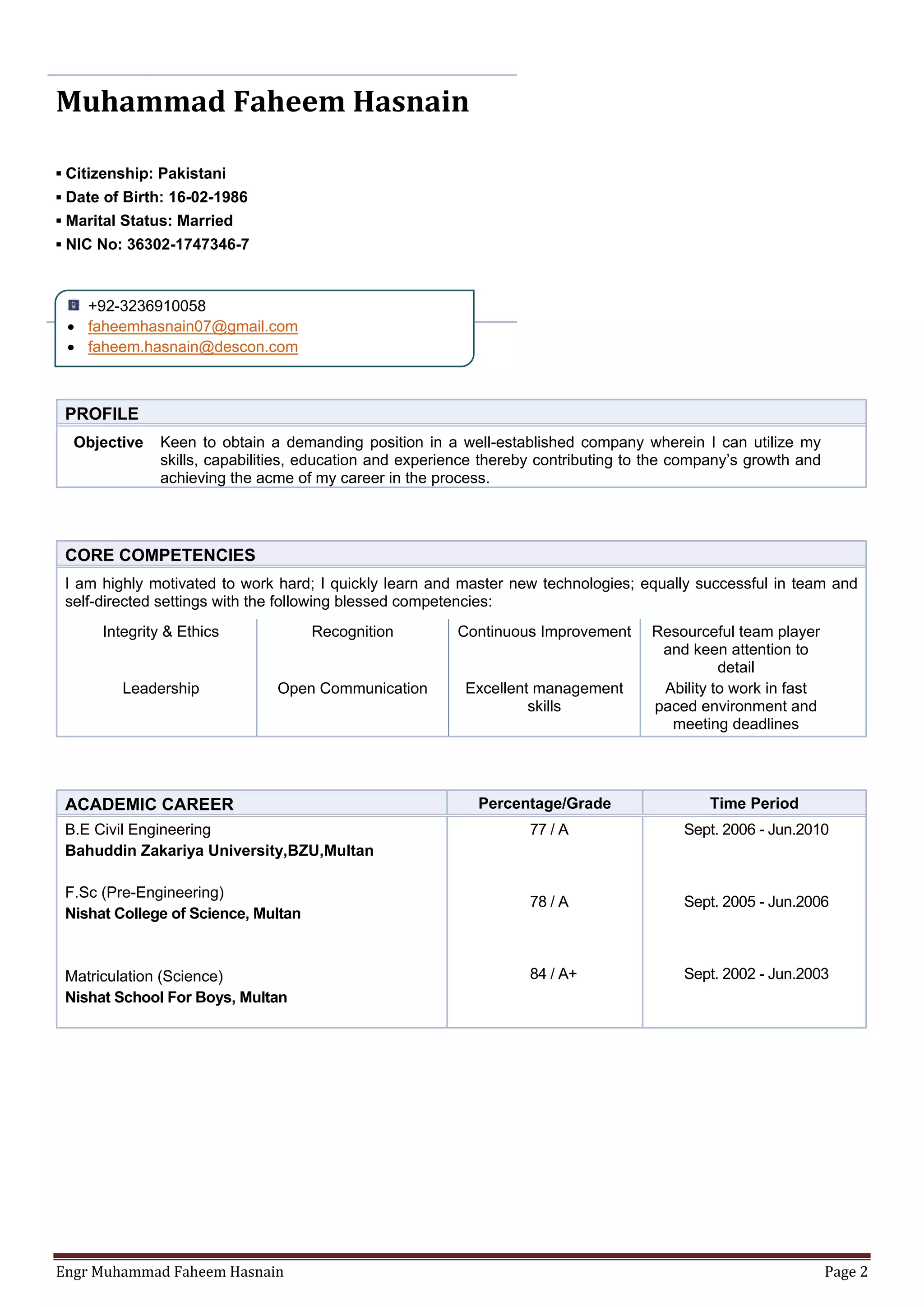 faheem cv | PDF