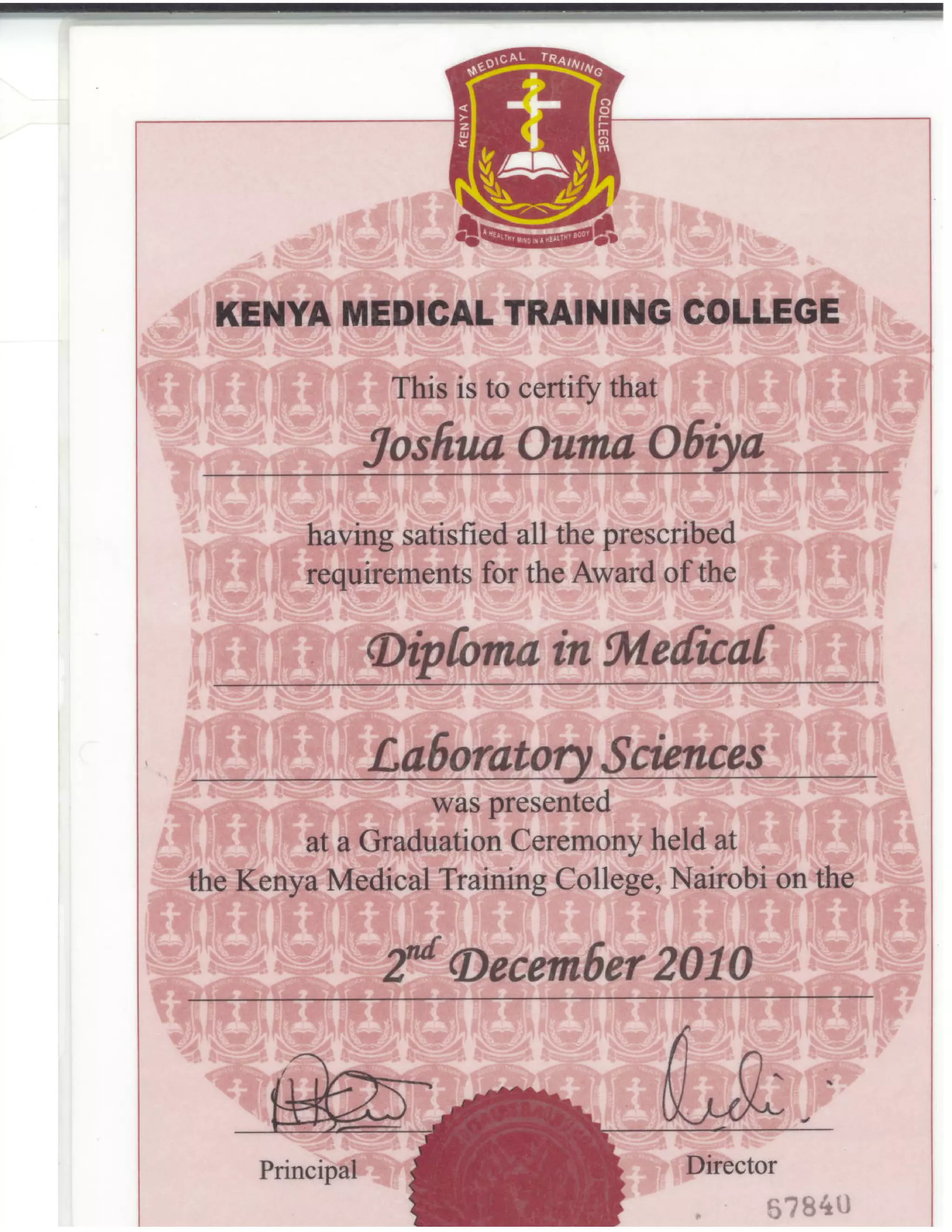 KMTC MLT CERT | PDF