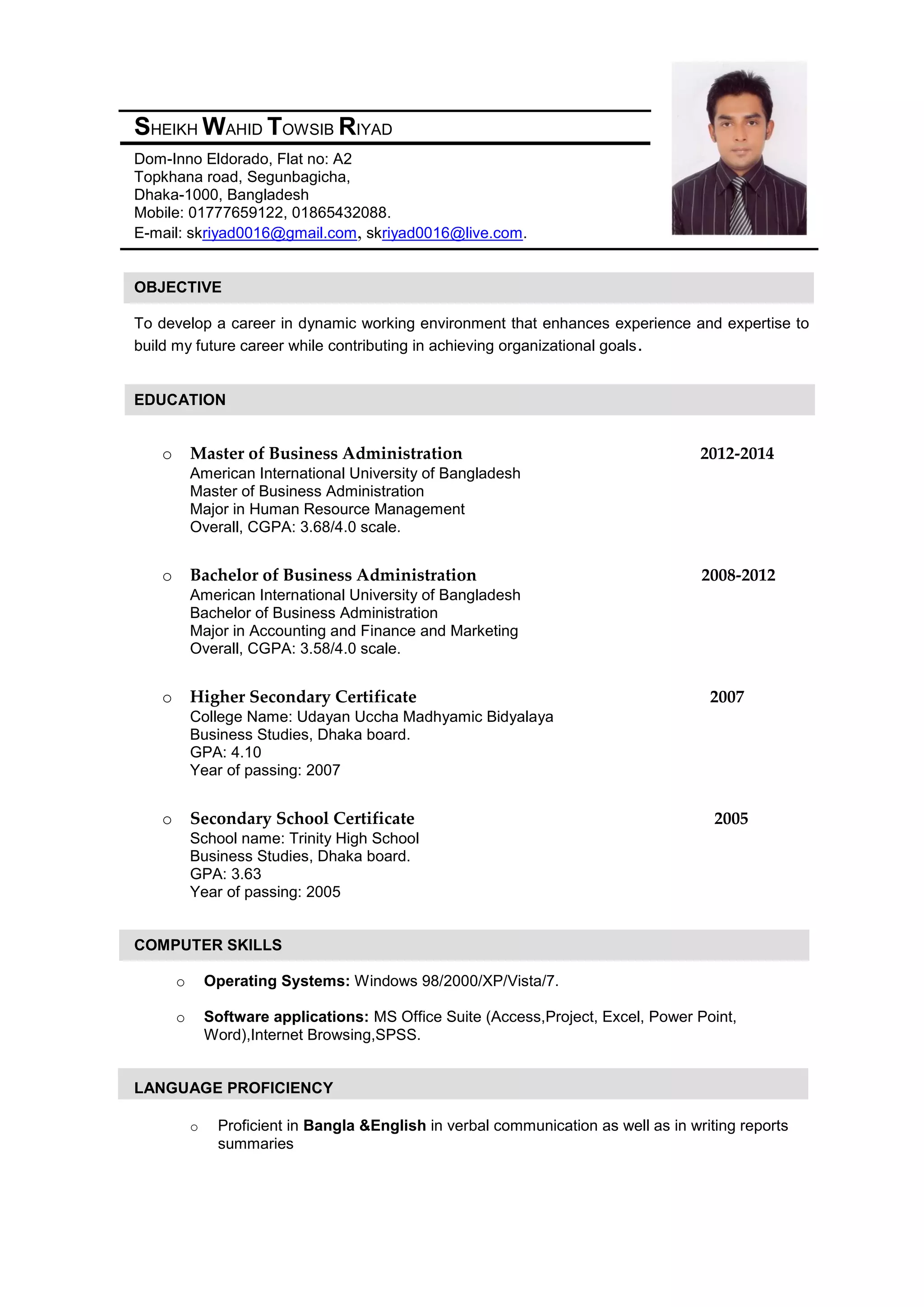 Riyad_Resume-recent updated.Sakib ref-2 | PDF | Business | Business and Finance